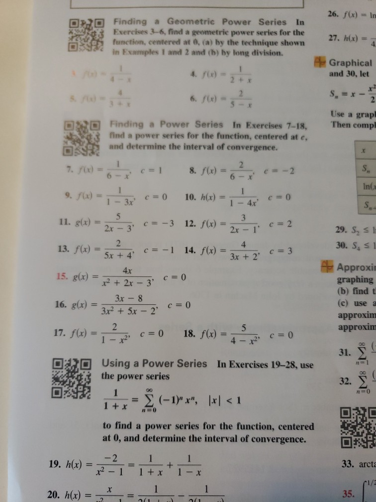 Solved 26. f(x) = In Finding a Geometric Power Series In | Chegg.com