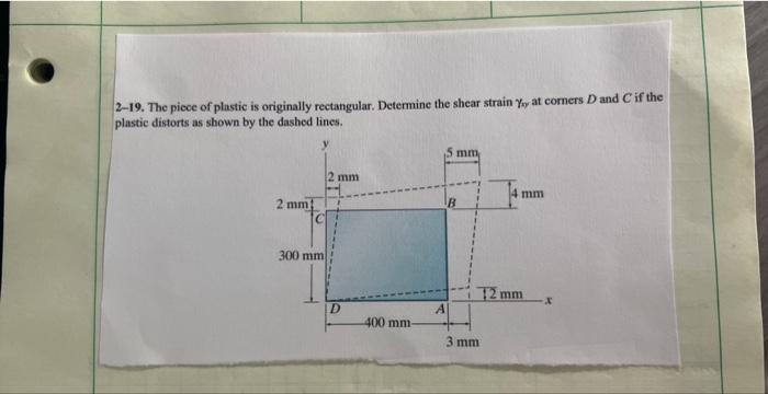 Solved 2-19. The piece of plastic is originally rectangular. | Chegg.com