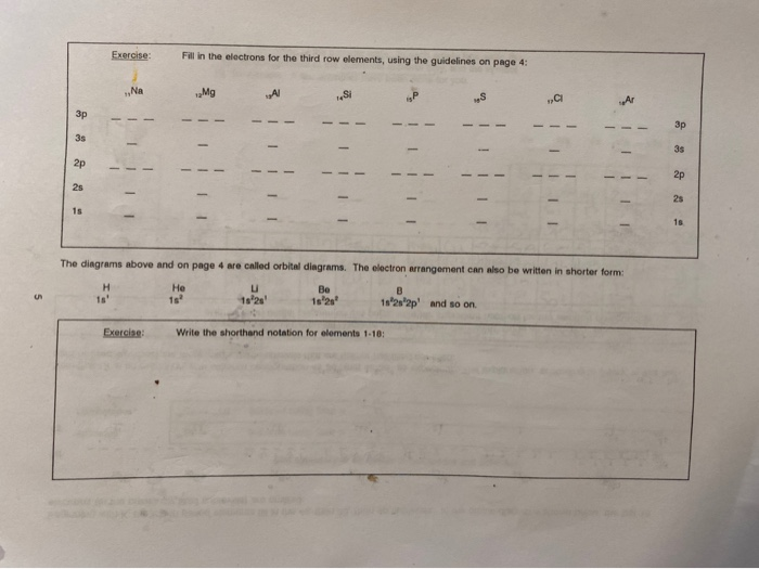 Solved Exercise Fill in the electrons for the third row | Chegg.com