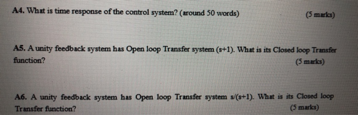 Solved A4. What is time response of the control system? | Chegg.com