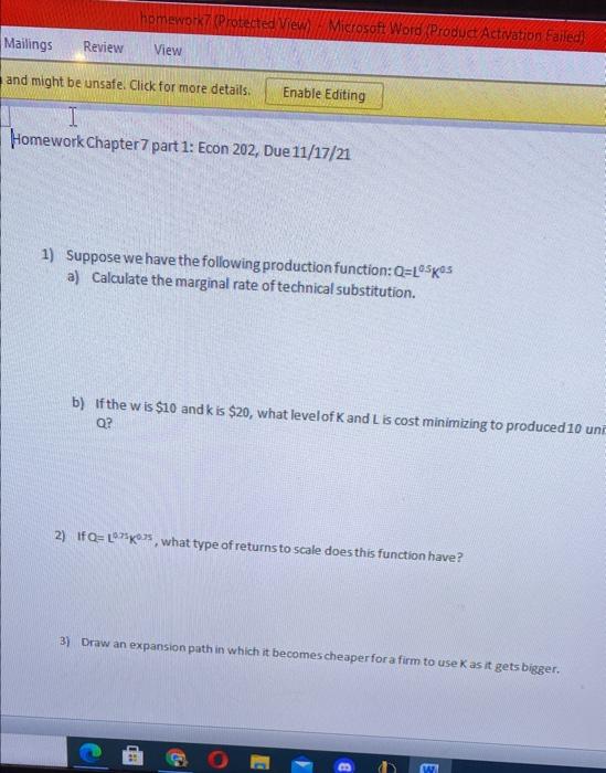 Solved homework Protected View Microsoft Word Product | Chegg.com