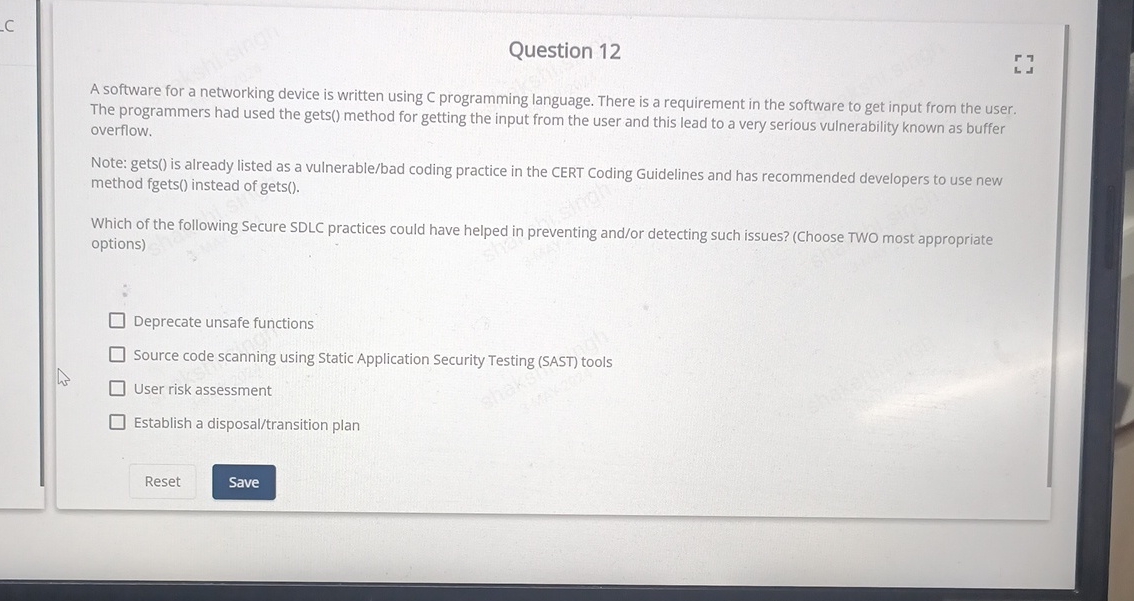 Solved Question 12A software for a networking device is | Chegg.com