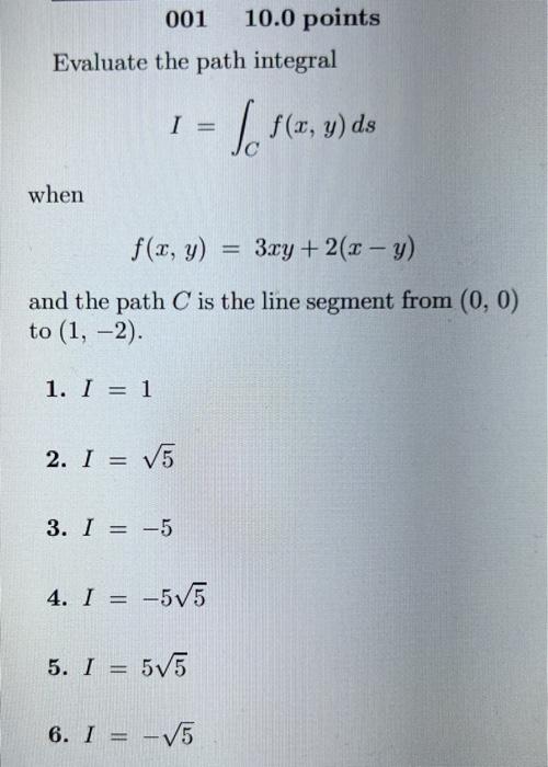 Evaluate the path integral I=∫Cf(x,y)ds when | Chegg.com