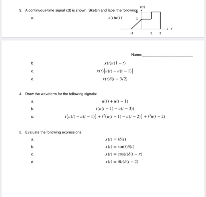 Solved x(t) 3. A continuous-time signal X(t) is shown. | Chegg.com
