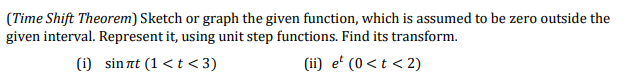 (Time Shift Theorem) ﻿Sketch or graph the given | Chegg.com