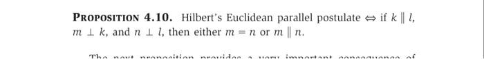 Solved PROPOSITION 4.10. Hilbert's Euclidean parallel | Chegg.com