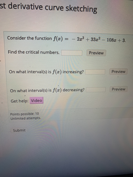 Solved st derivative curve sketching Consider the function | Chegg.com