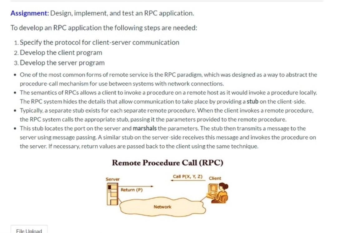 Solved Assignment: Design, implement, and test an RPC | Chegg.com