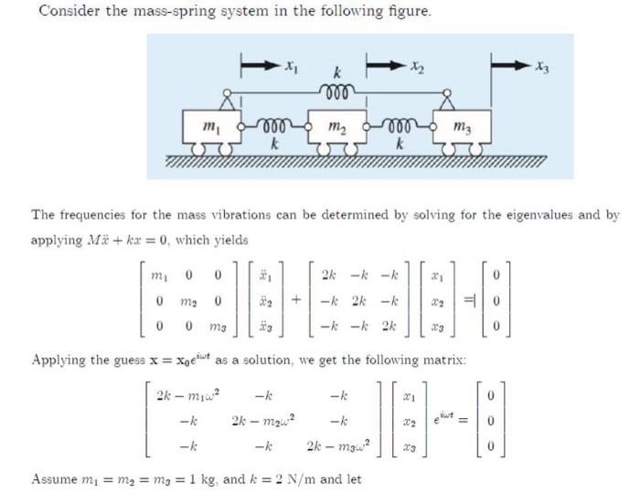 Solved Consider the mass-spring system in the following | Chegg.com