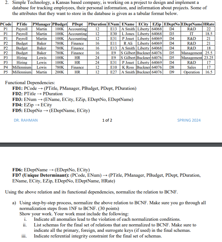Solved a) ﻿Using step-by-step process, normalize the above | Chegg.com