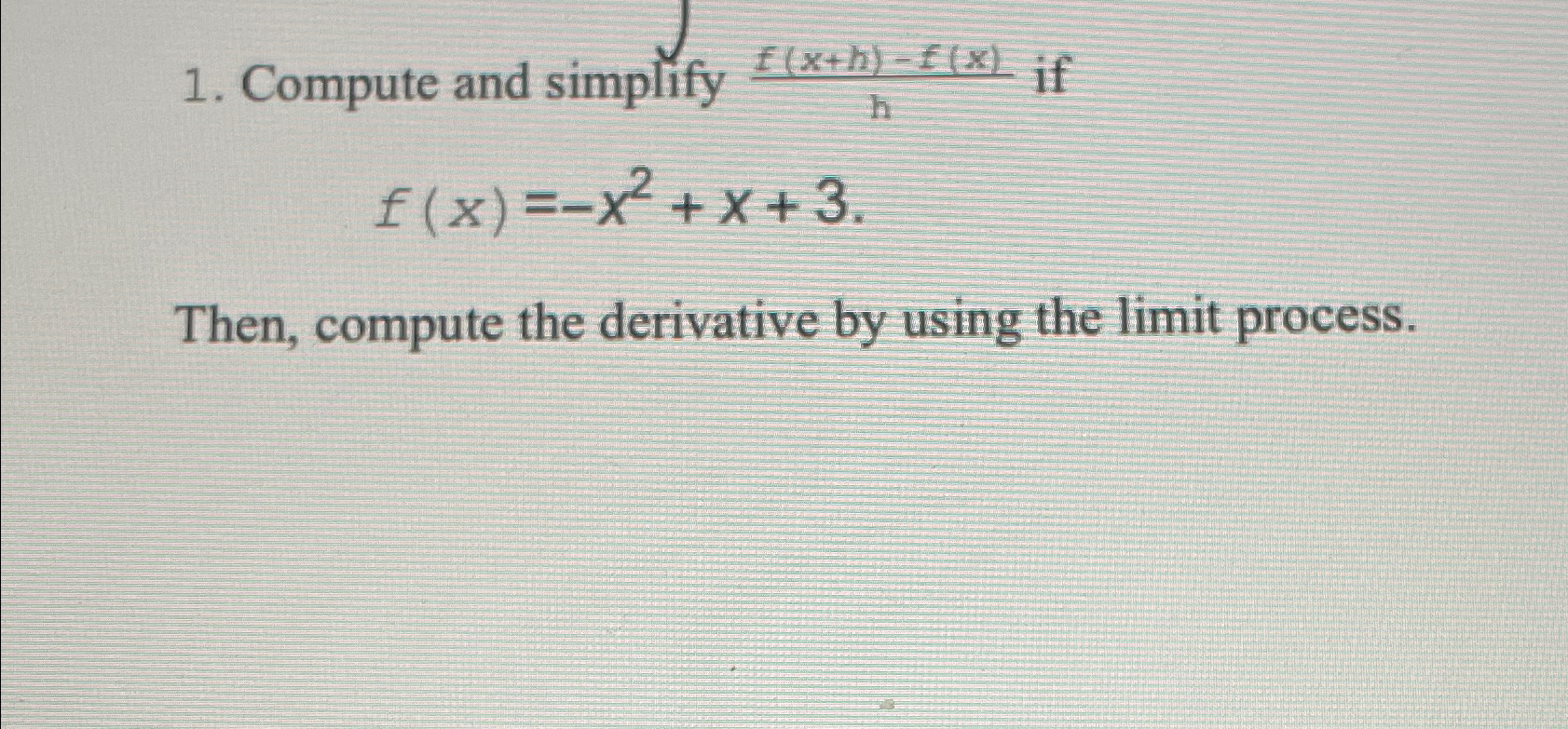 Solved Compute and simplify f(x+h)-f(x)h | Chegg.com