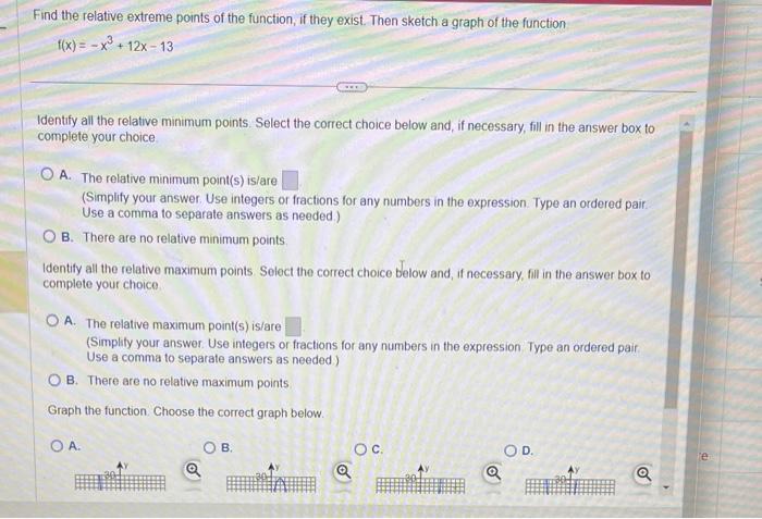 Solved Find the relative extreme points of the function, if | Chegg.com