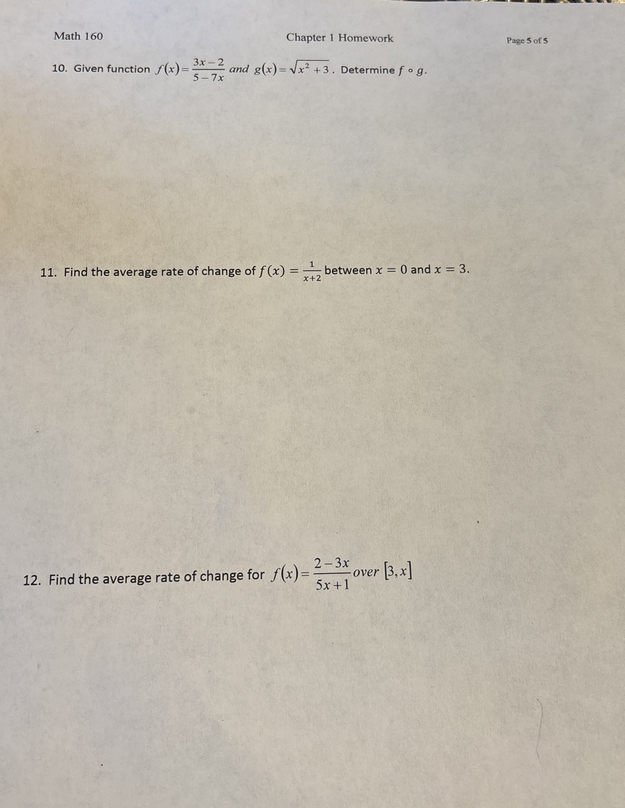 Solved Math 160Chapter 1 ﻿HomeworkPage 5 ﻿of 510. ﻿Given | Chegg.com