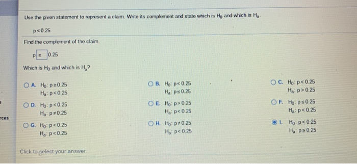 Solved Use the given statement to represent a claim. Write | Chegg.com