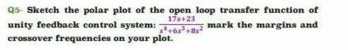 Solved Q5- Sketch the polar plot of the open loop transfer | Chegg.com