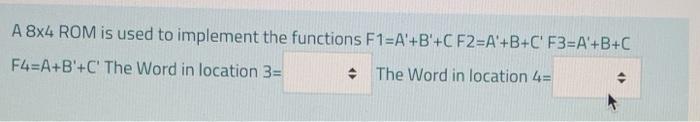 Solved A 8x4 ROM is used to implement the functions F1=A+B+C | Chegg.com