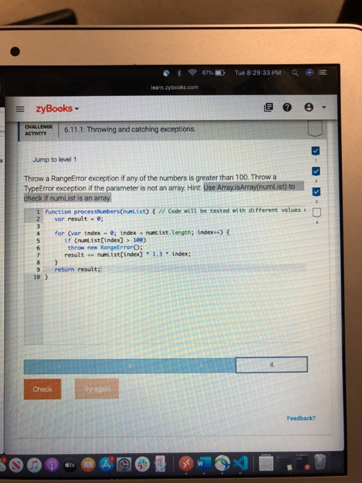 Solved $ 67% 0 Tue 8:29:33 PM Q E learn zybooks.com zyBooks | Chegg.com