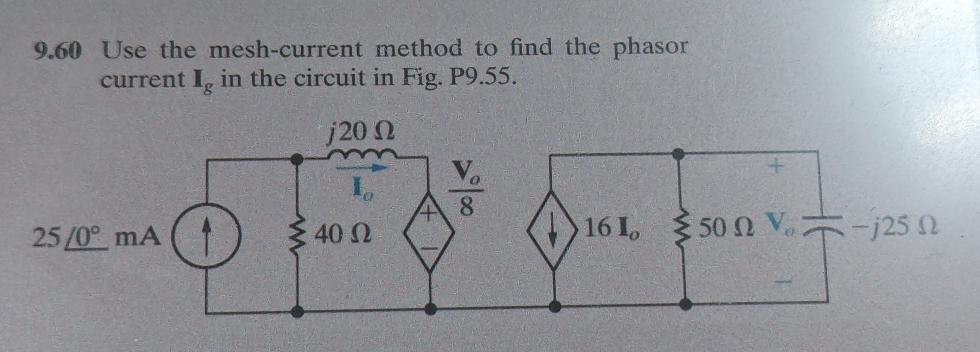 Solved 9.60 ﻿Use the mesh-current method to find the phasor | Chegg.com