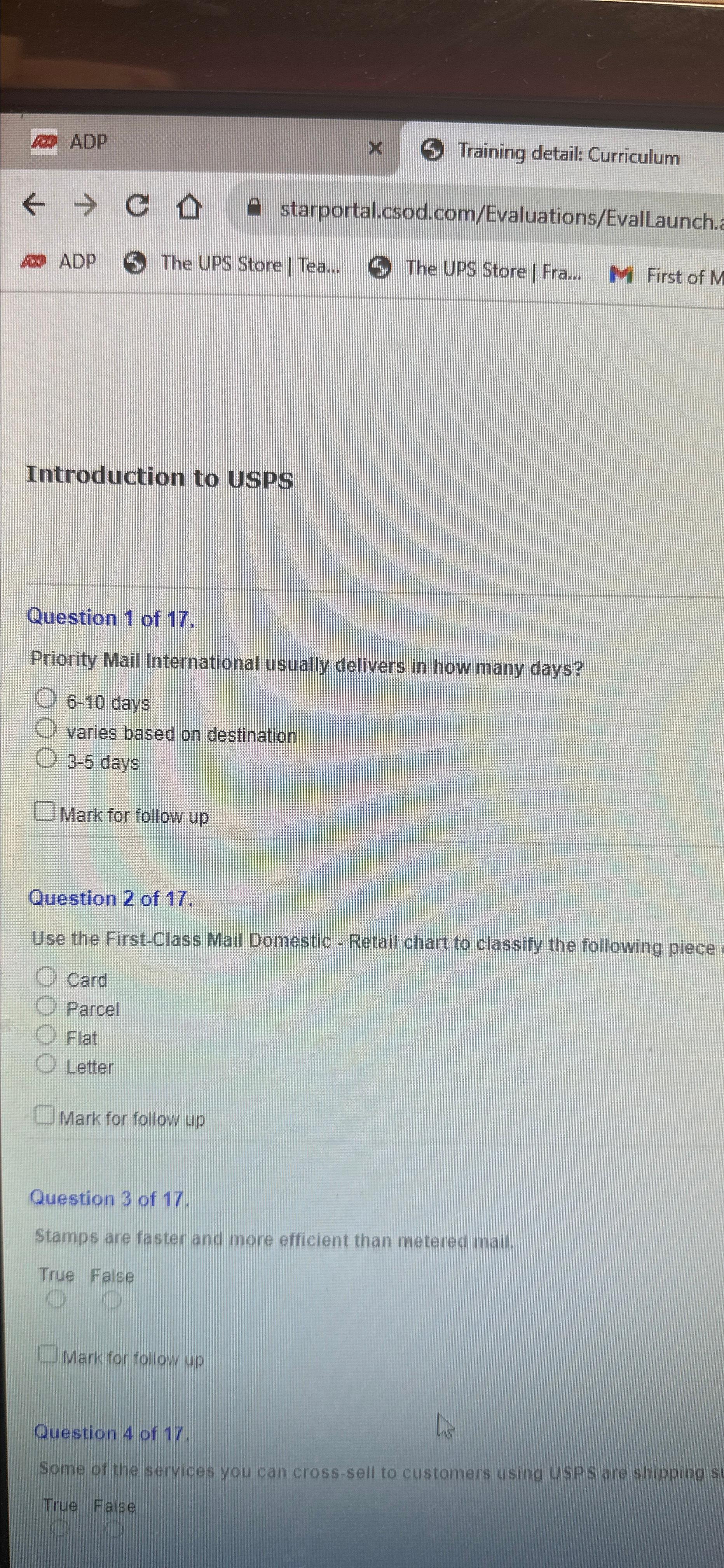 Solved ADPTraining detail: CurriculumADPThe UPS Store | | Chegg.com