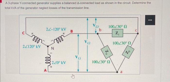 Solved A 3-phase Y-connected generator supplies a balanced | Chegg.com