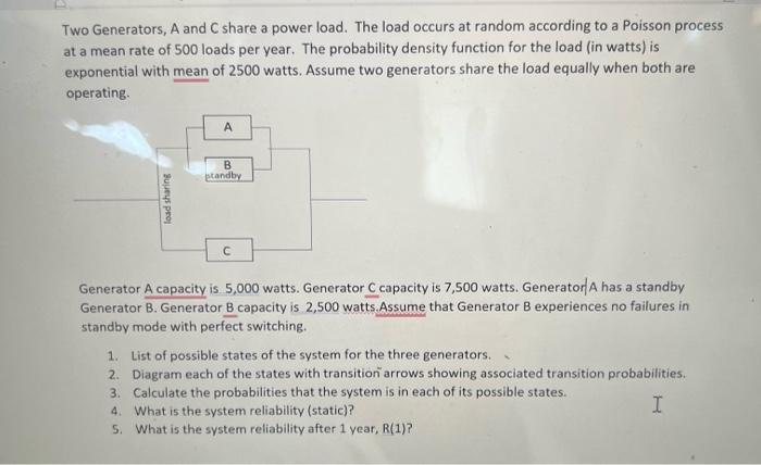 Solved Two Generators, A and C share a power load. The load | Chegg.com