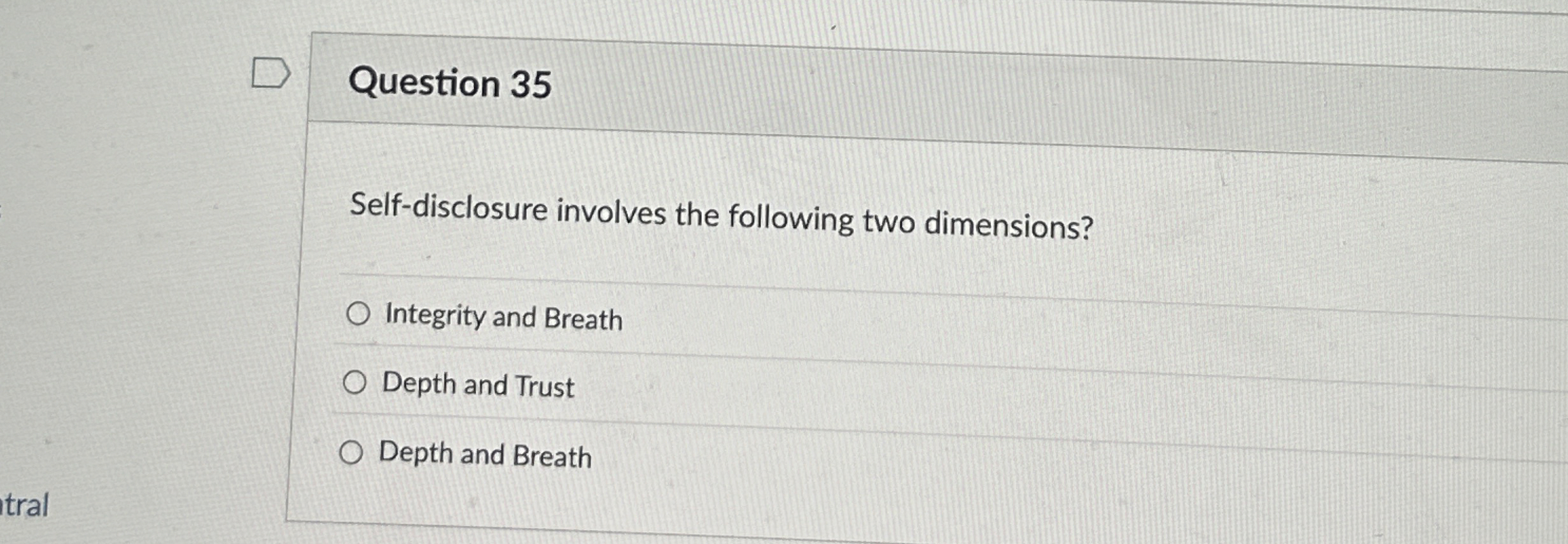 Solved Question 35Self-disclosure involves the following two | Chegg.com