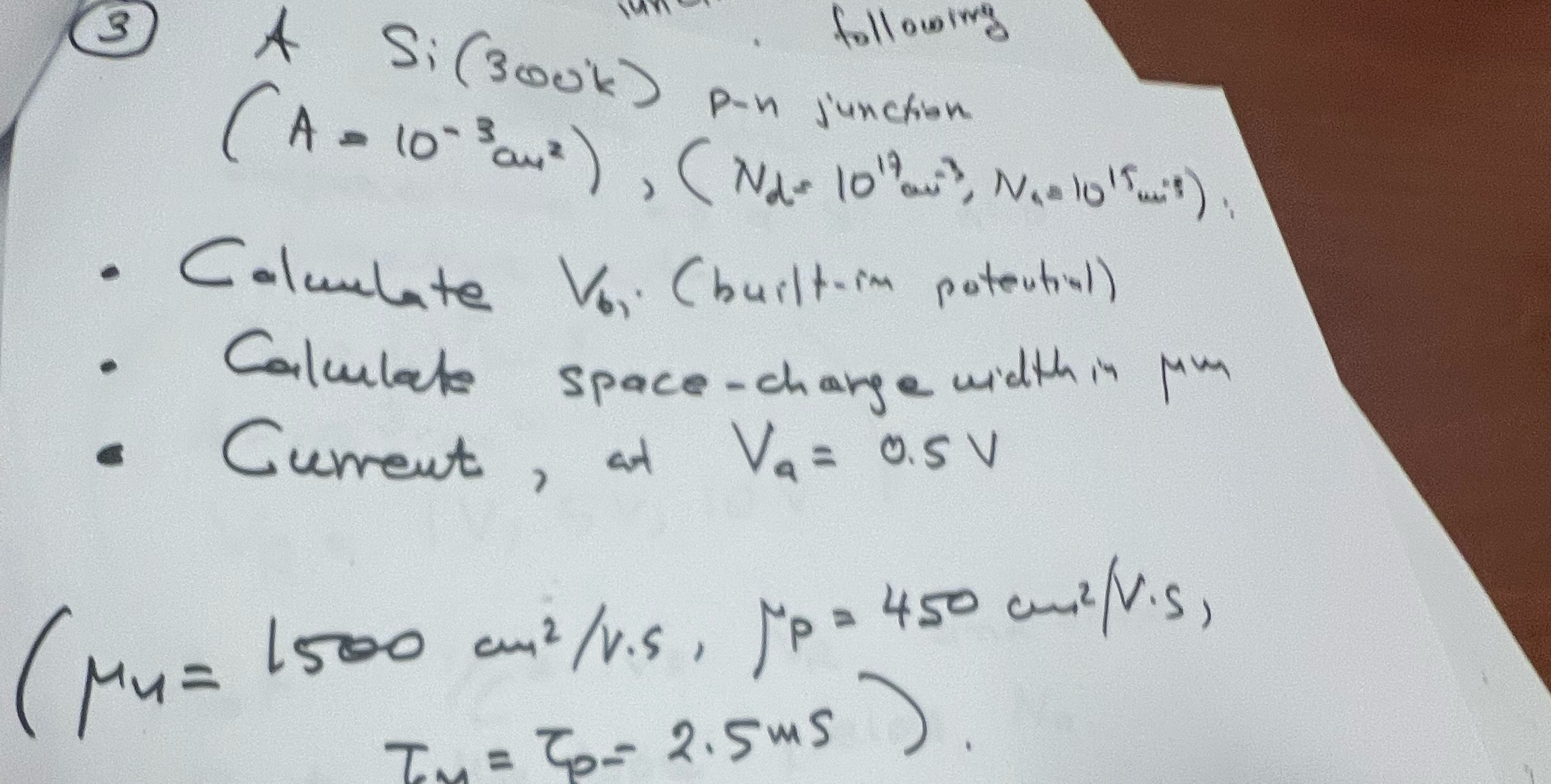 Solved (3) ﻿A Si 300k ﻿p-n | Chegg.com