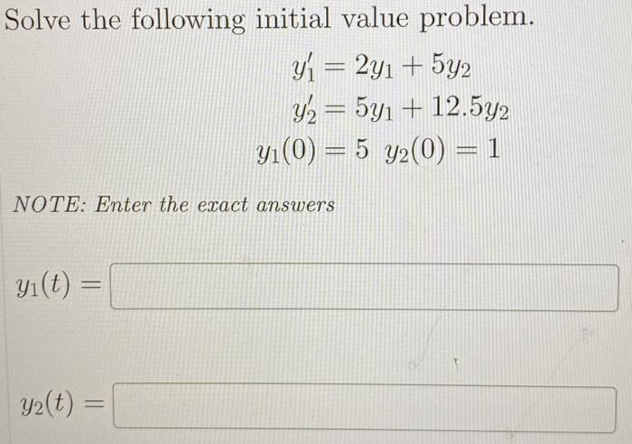 Solved Solve the following initial value problem. | Chegg.com
