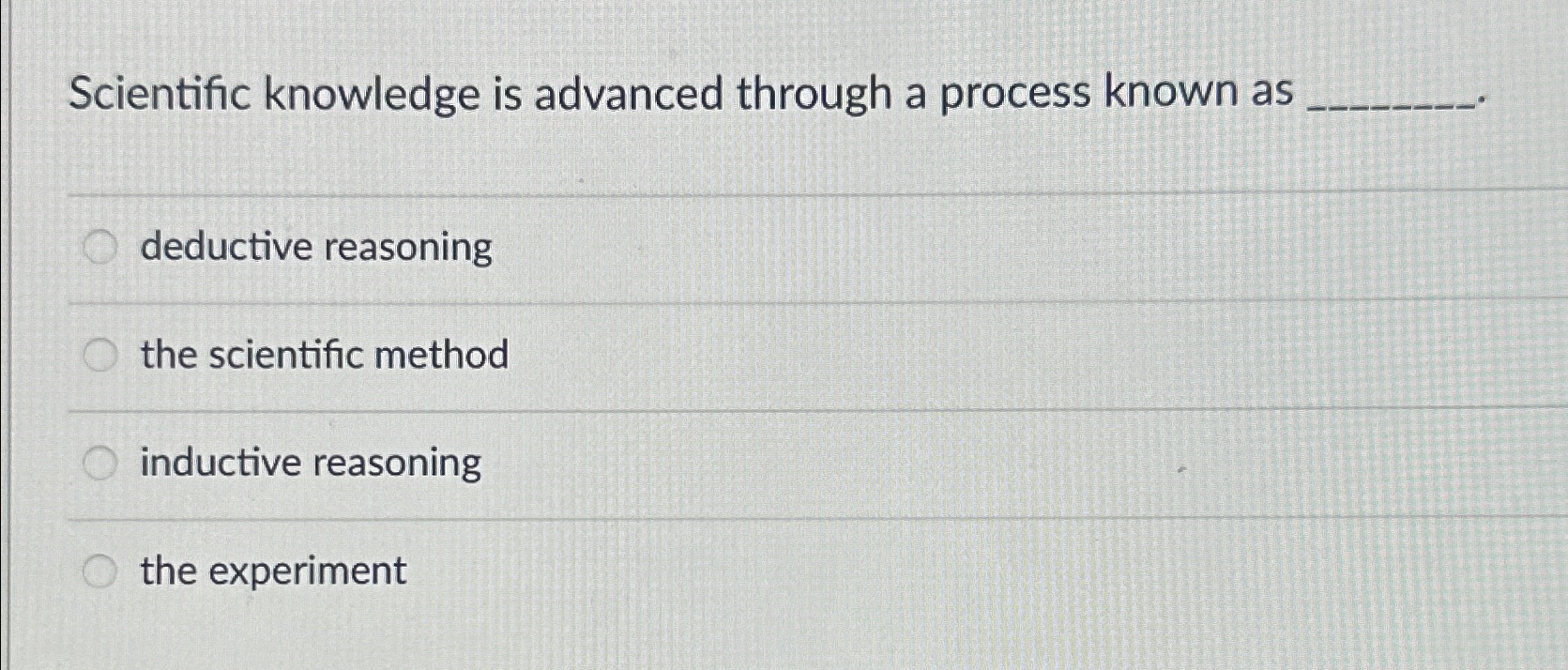 Solved Scientific knowledge is advanced through a process | Chegg.com
