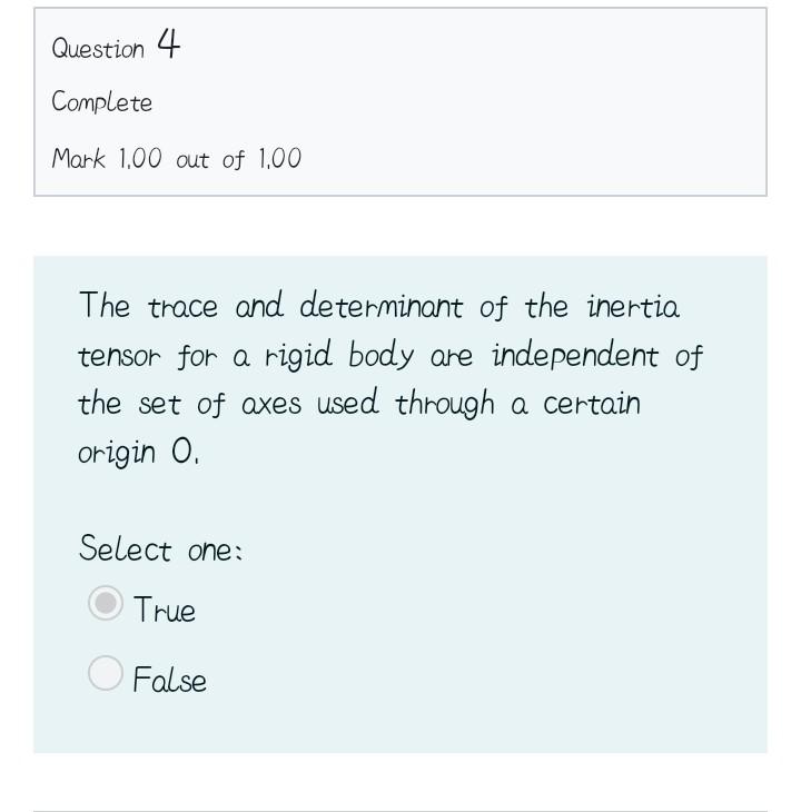 Solved Question 4 Complete Mark 1.00 out of 1,00 The trace | Chegg.com