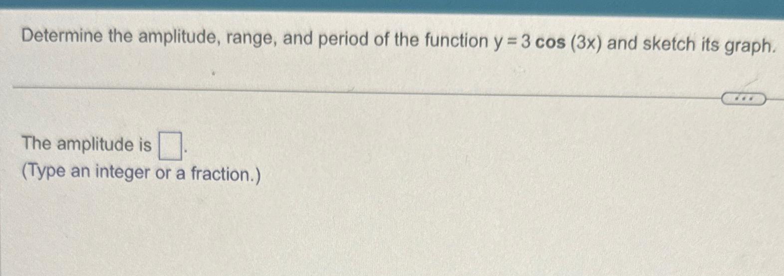 Solved Determine the amplitude, range, and period of the | Chegg.com