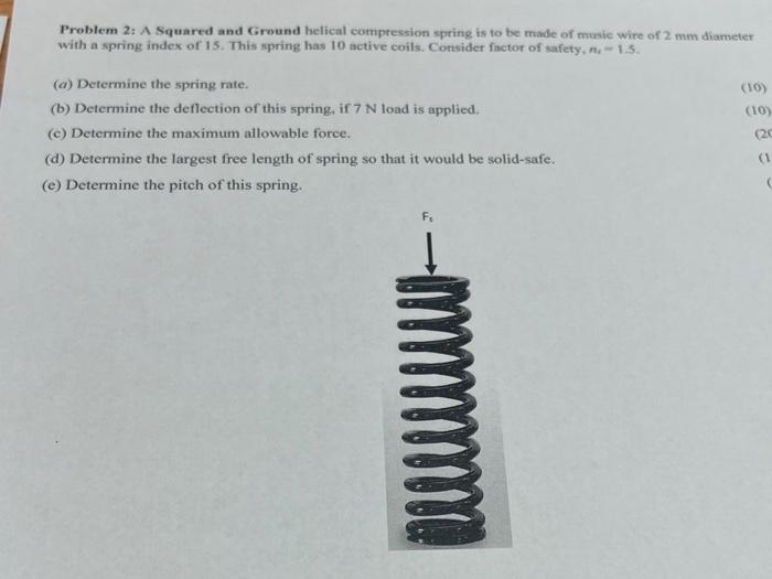 Solved Problem 2: A Squared and Ground helical compression | Chegg.com