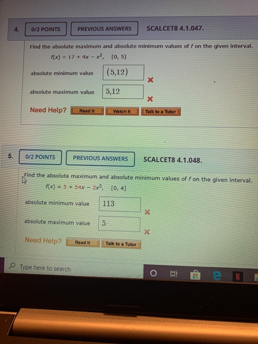Solved 0/2 POINTS PREVIOUS ANSWERS SCALCET8 4.1.047. Find | Chegg.com