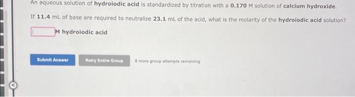 Solved An aqueous solution of hydroiodic acid is | Chegg.com
