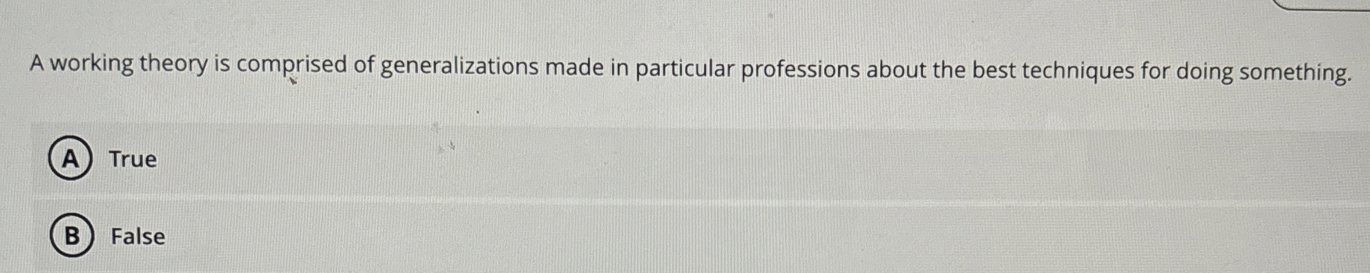 Solved A working theory is comprised of generalizations made | Chegg.com