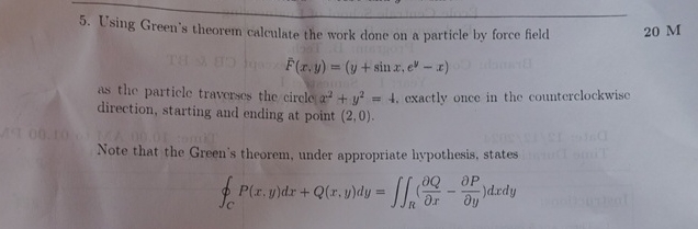Solved Using Green's theorem calculate the work done on a | Chegg.com