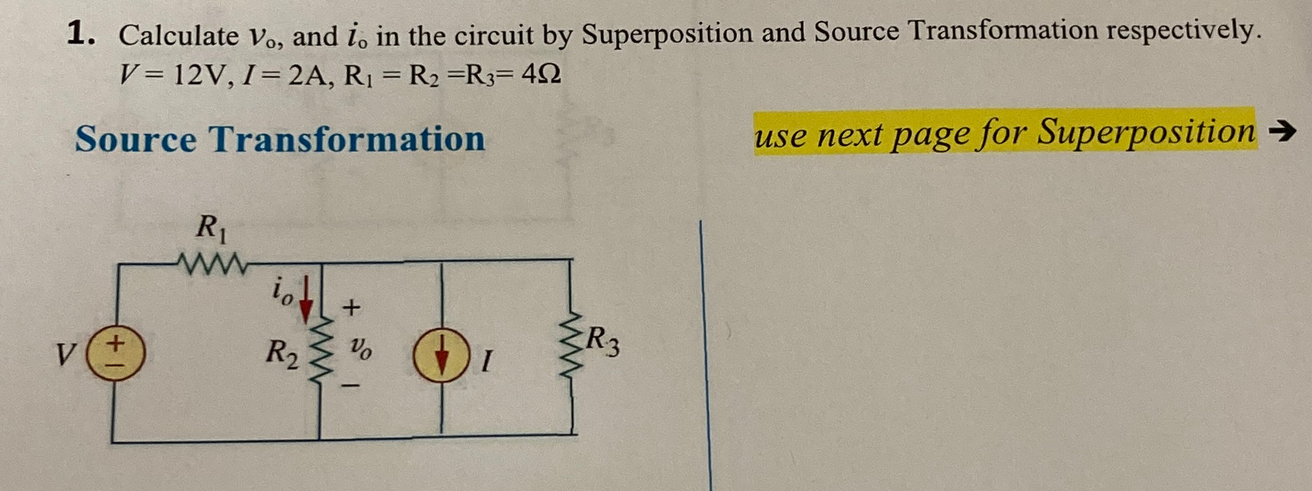 Solved Calculate vo, ﻿and io ﻿in the circuit by | Chegg.com