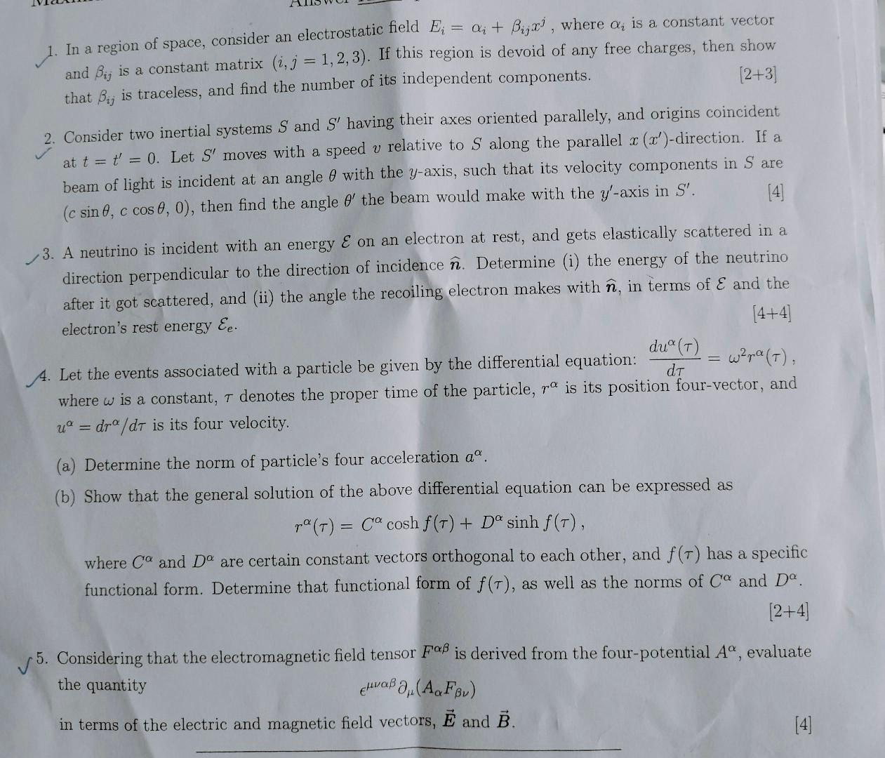 Solved In a region of space, consider an electrostatic field | Chegg.com
