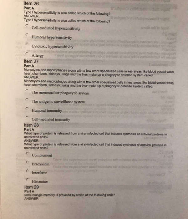 Solved Item 26 Part A Type I hypersensitivity is also called | Chegg.com