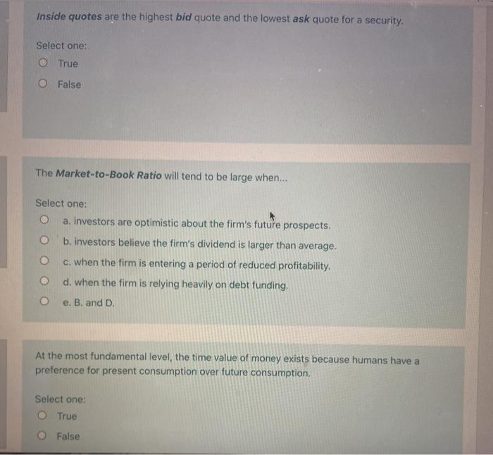 Solved Inside quotes are the highest bid quote and the | Chegg.com