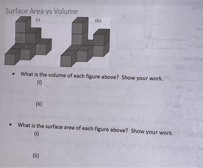 Solved Surface Area vs Volume (i) (ii) . What is the volume | Chegg.com