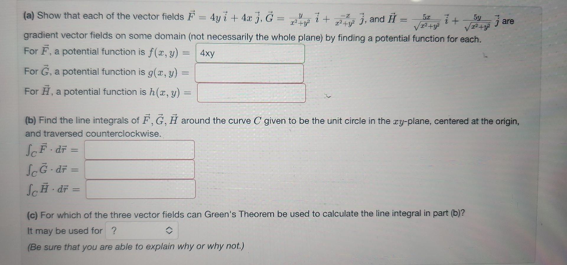 Solved (a) Show that each of the vector fields | Chegg.com