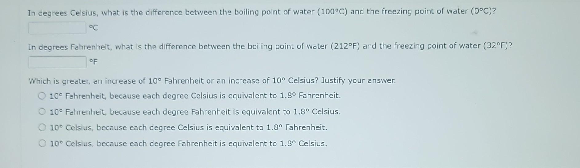 Solved In degrees Celsius, what is the difference between | Chegg.com