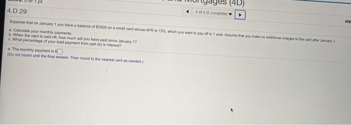 Solved pt ges (40) 4 of 92 compte 4.D.29 HW Suppose that on | Chegg.com