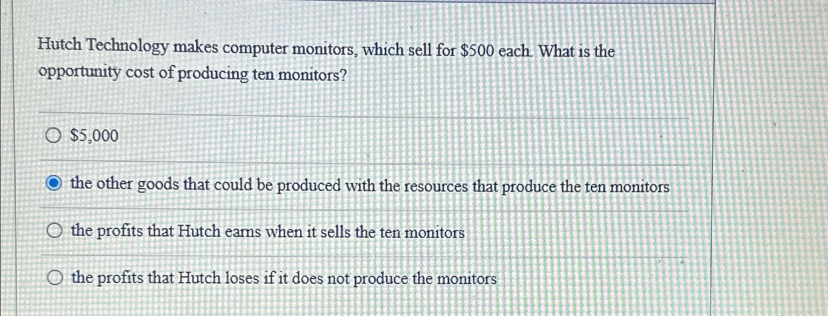 Solved Hutch Technology makes computer monitors, which sell | Chegg.com