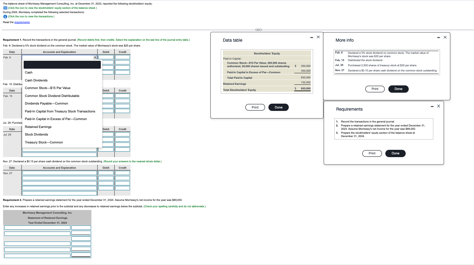 Solved Requirement 2. ﻿Prepare a retained earnings statement | Chegg.com