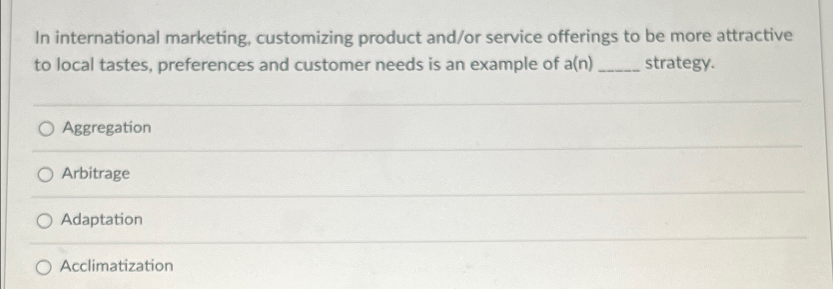 Solved In international marketing, customizing product | Chegg.com