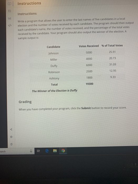 Solved Instructions Instructions Write a program that allows | Chegg.com