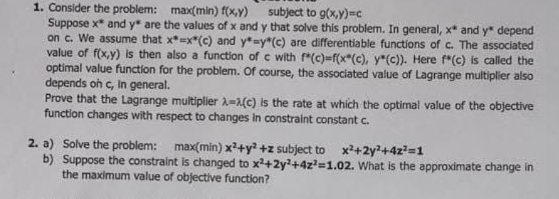 Solved Consider the problem: max(min)f(x,y) ﻿subject to | Chegg.com