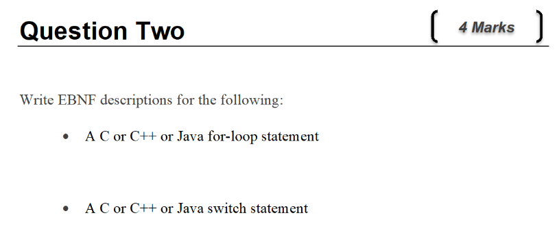 Solved Write Ebnf Descriptions For The Followinga C Or C 2552